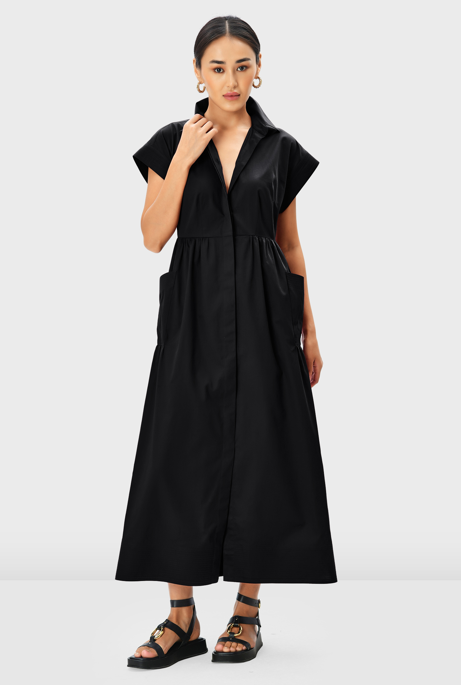 Shop Dolman sleeve cotton poplin shirtdress | eShakti