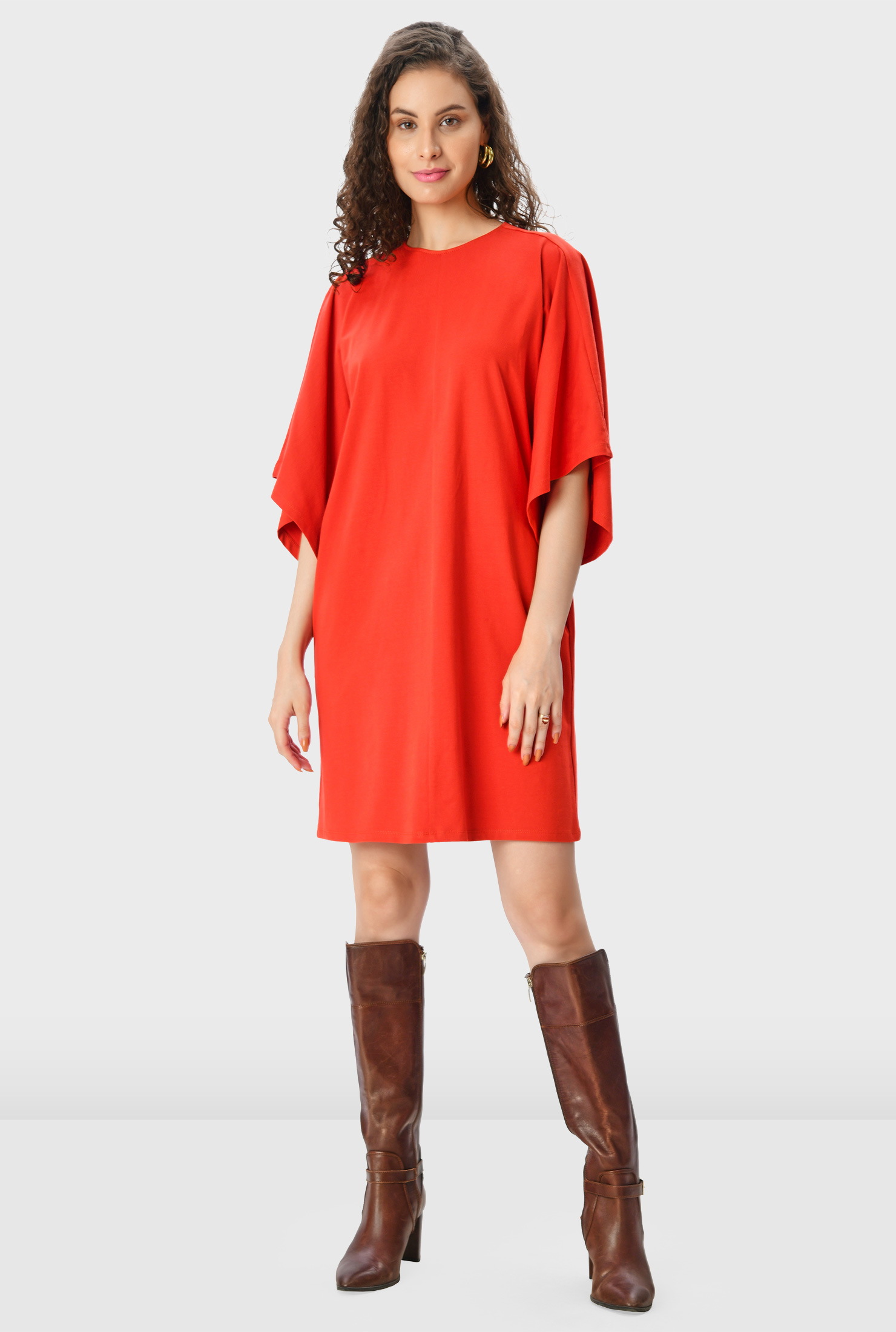 Shop Dolman sleeve cotton jersey shift dress | eShakti