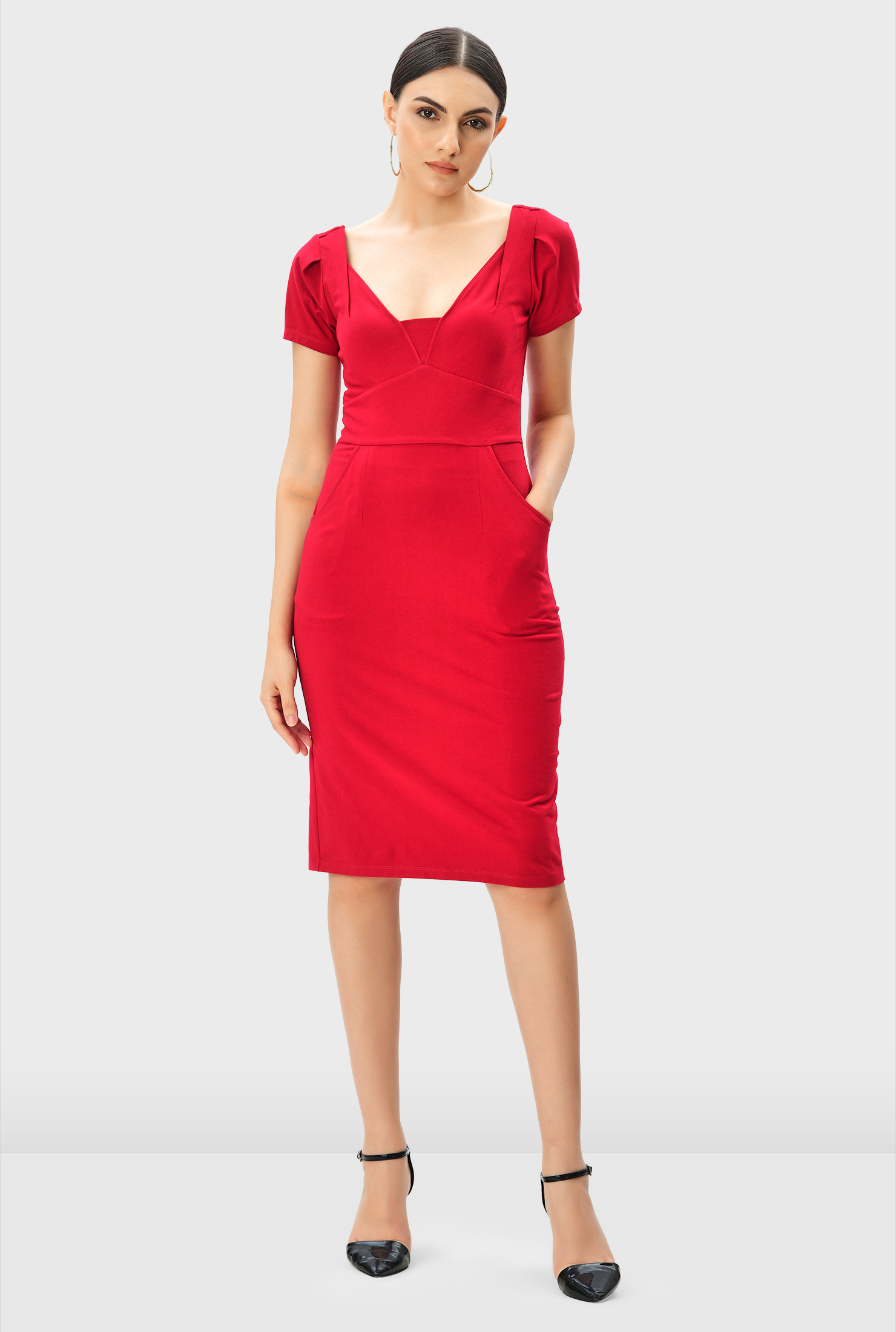 Shop Cotton jersey banded empire sheath dress | eShakti