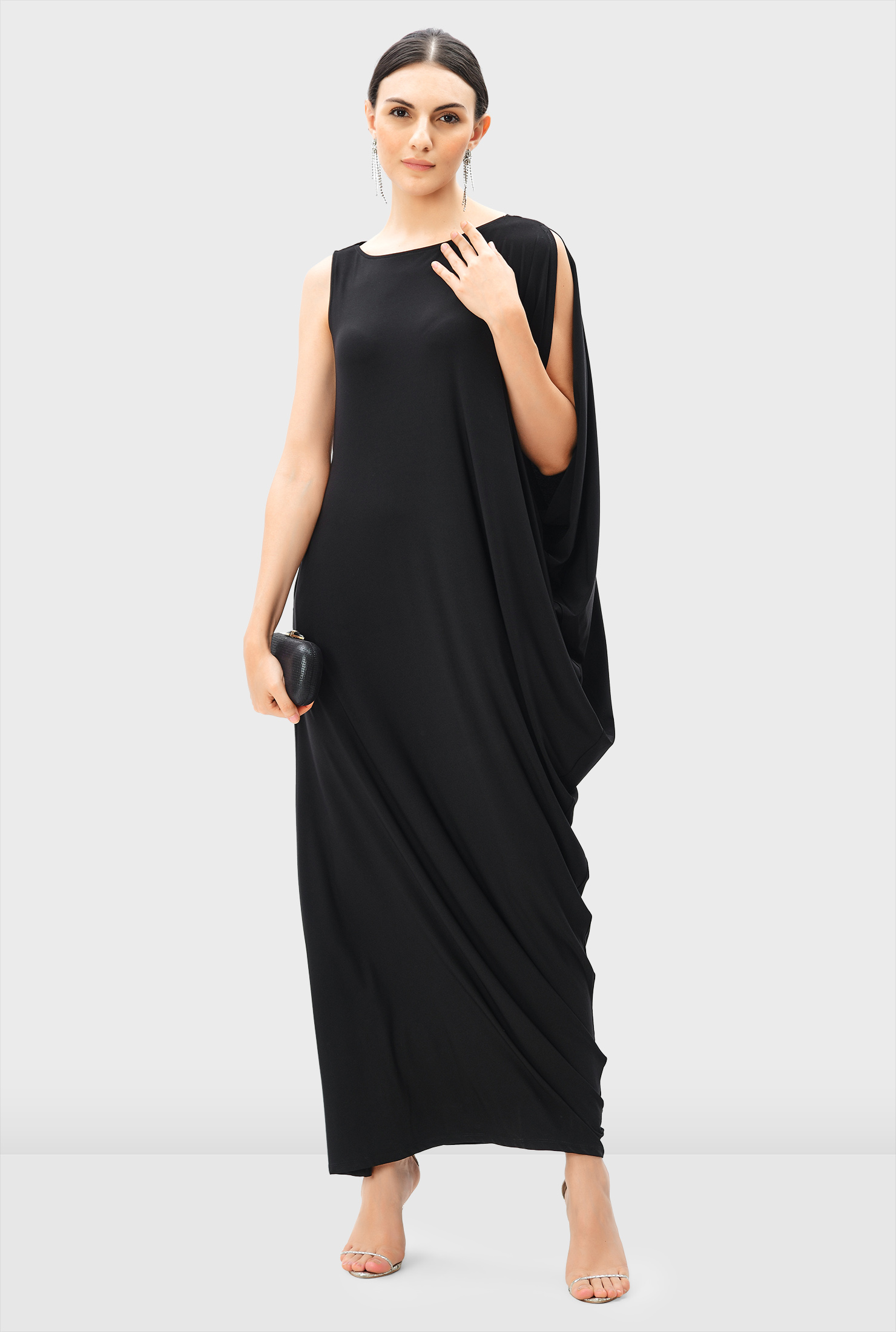Shop Draped pleat jersey knit shift dress | eShakti