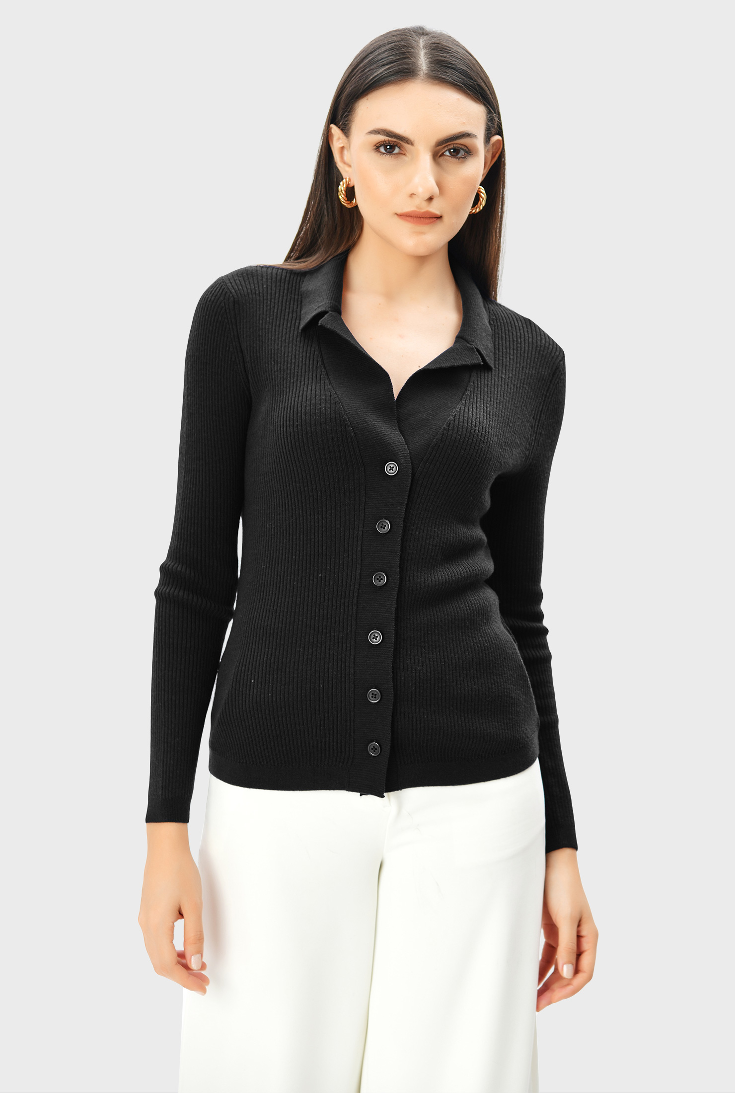 Shop Superfine merino wool knit fitted cardigan | eShakti