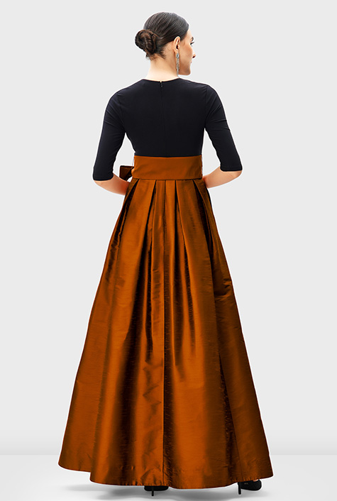 Shop Jersey knit and poly dupioni maxi dress | eShakti