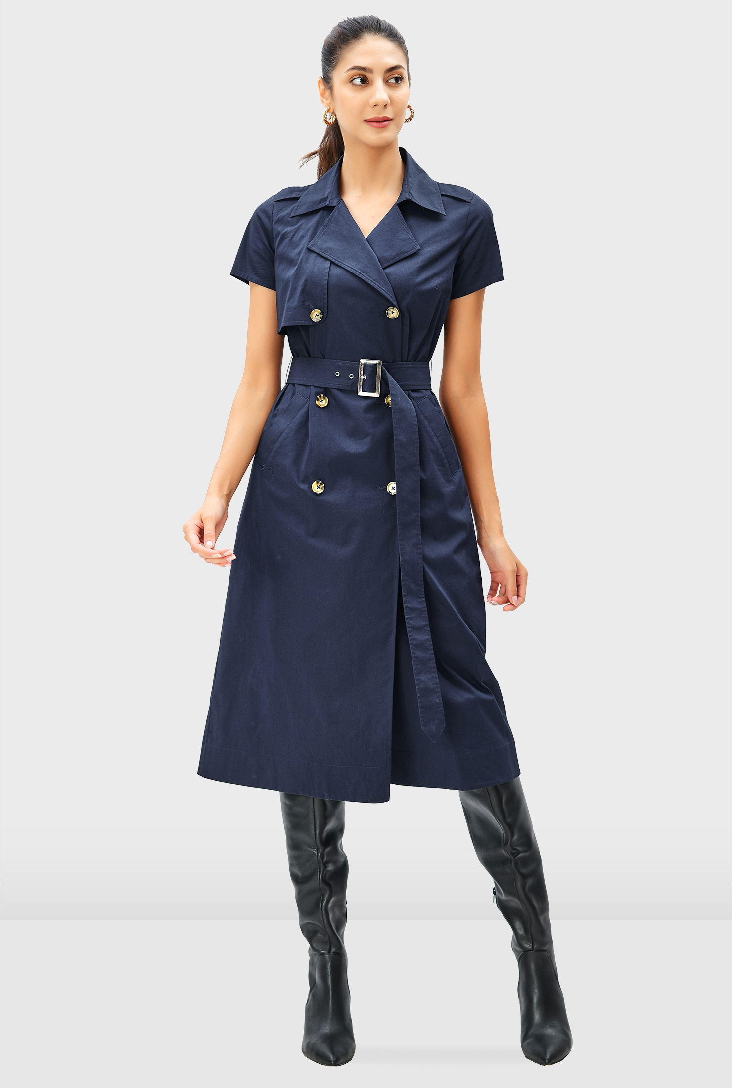 Shop Cotton poplin trench style dress | eShakti