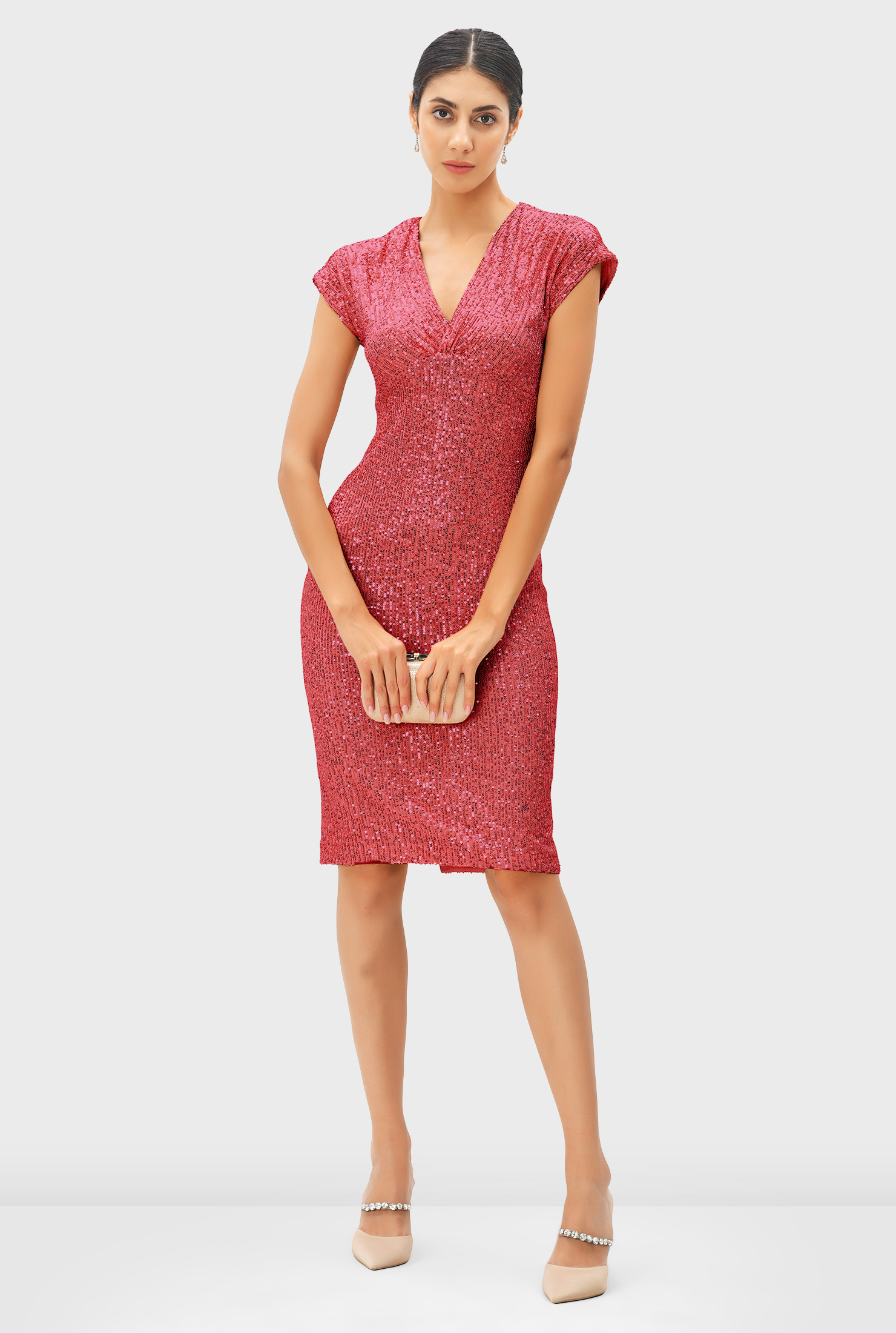 Shop Sequin mesh empire sheath dress | eShakti