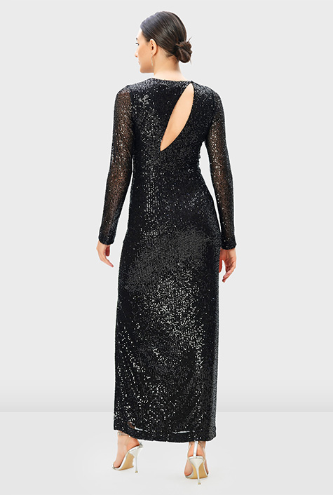 Shop Cutout back sequin mesh vented dress | eShakti