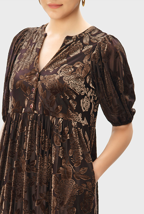 Shop Floral velvet burnout tiered dress | eShakti