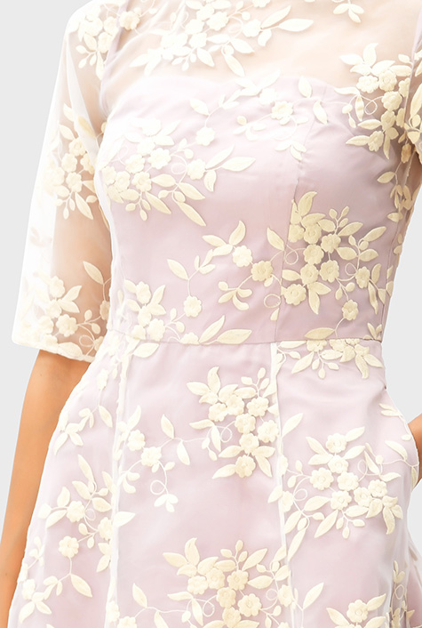 Shop Floral burnout organza illusion dress | eShakti