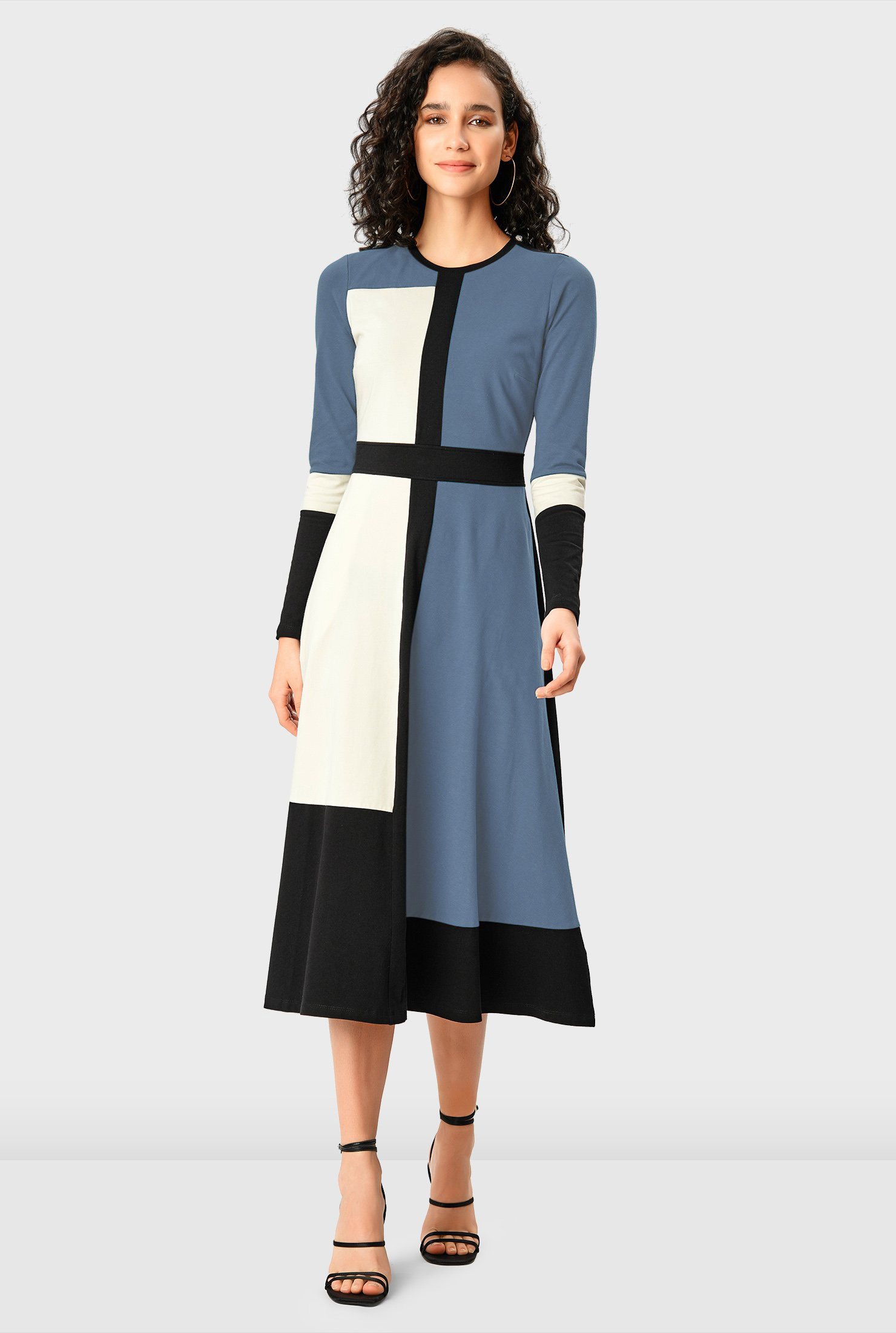 Shop Sporty color block cotton jersey dress | eShakti