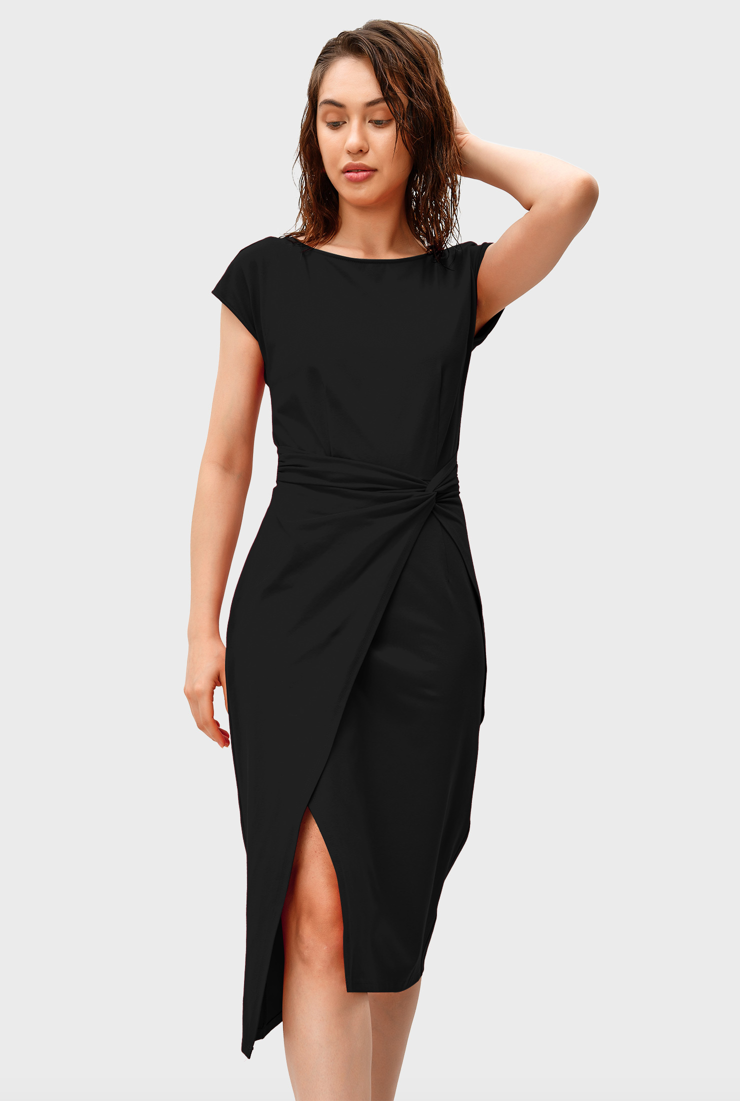 Shop Twist waist cotton jersey sheath dress | eShakti