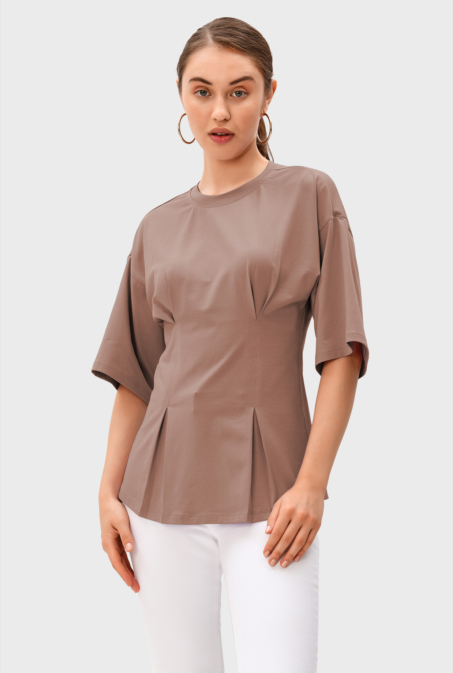 Shop Dolman sleeve jersey knit peplum top | eShakti