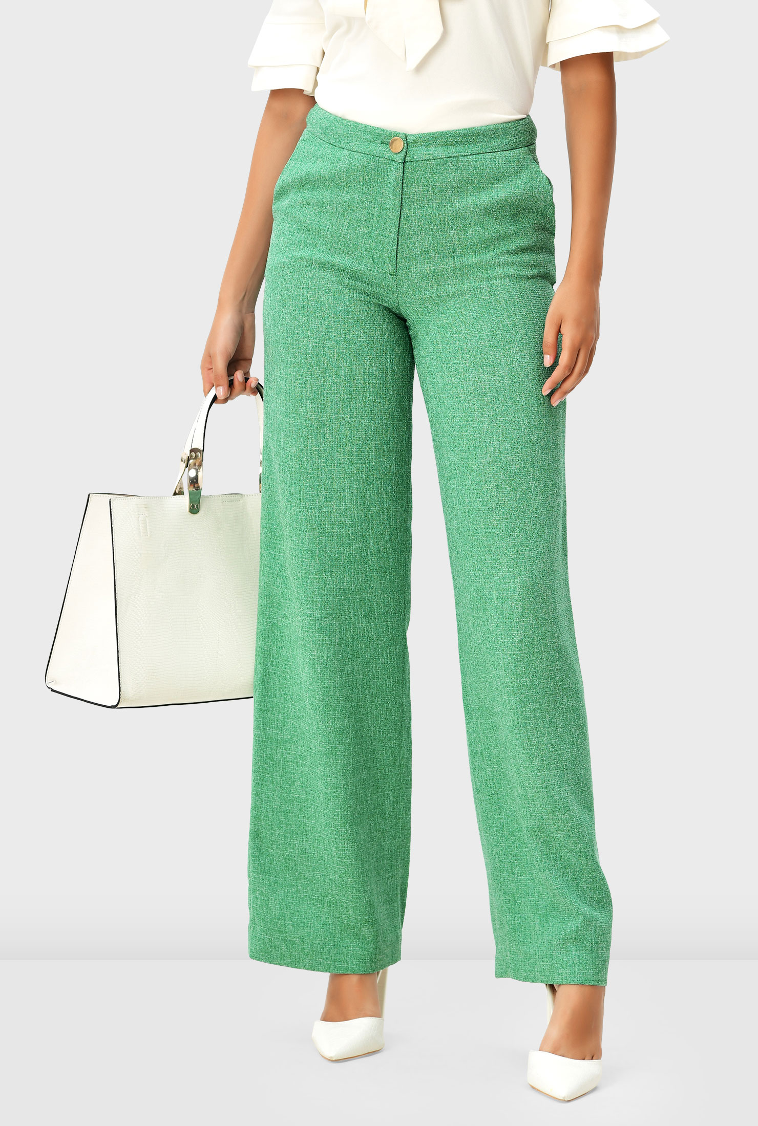 Shop Wide leg cross hatch suiting pants | eShakti