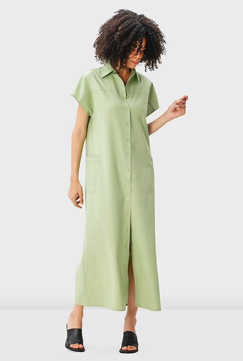 Shop Linen cotton A-line shirtdress | eShakti