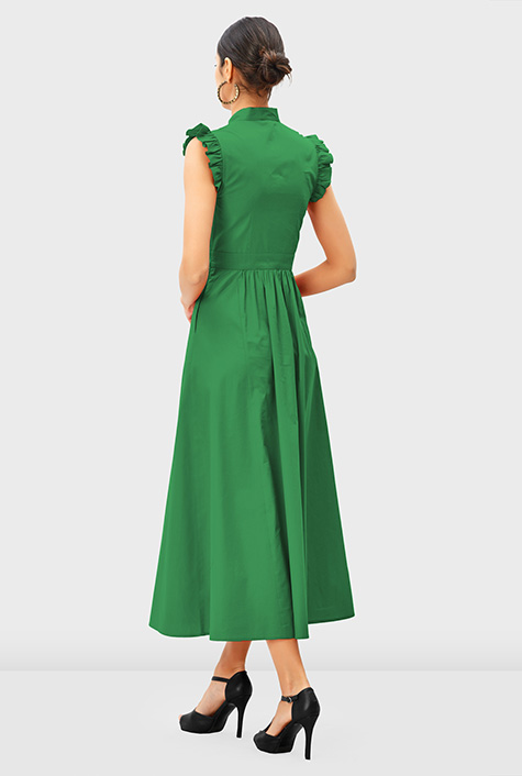 Shop Ruffle cotton poplin shirt dress | eShakti