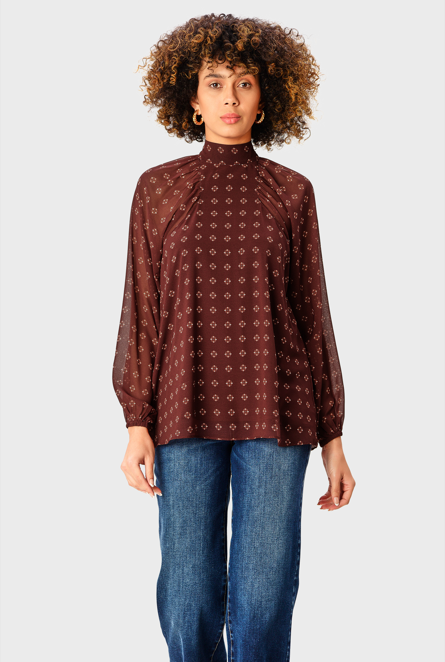 Shop Floral print georgette cutout back top | eShakti