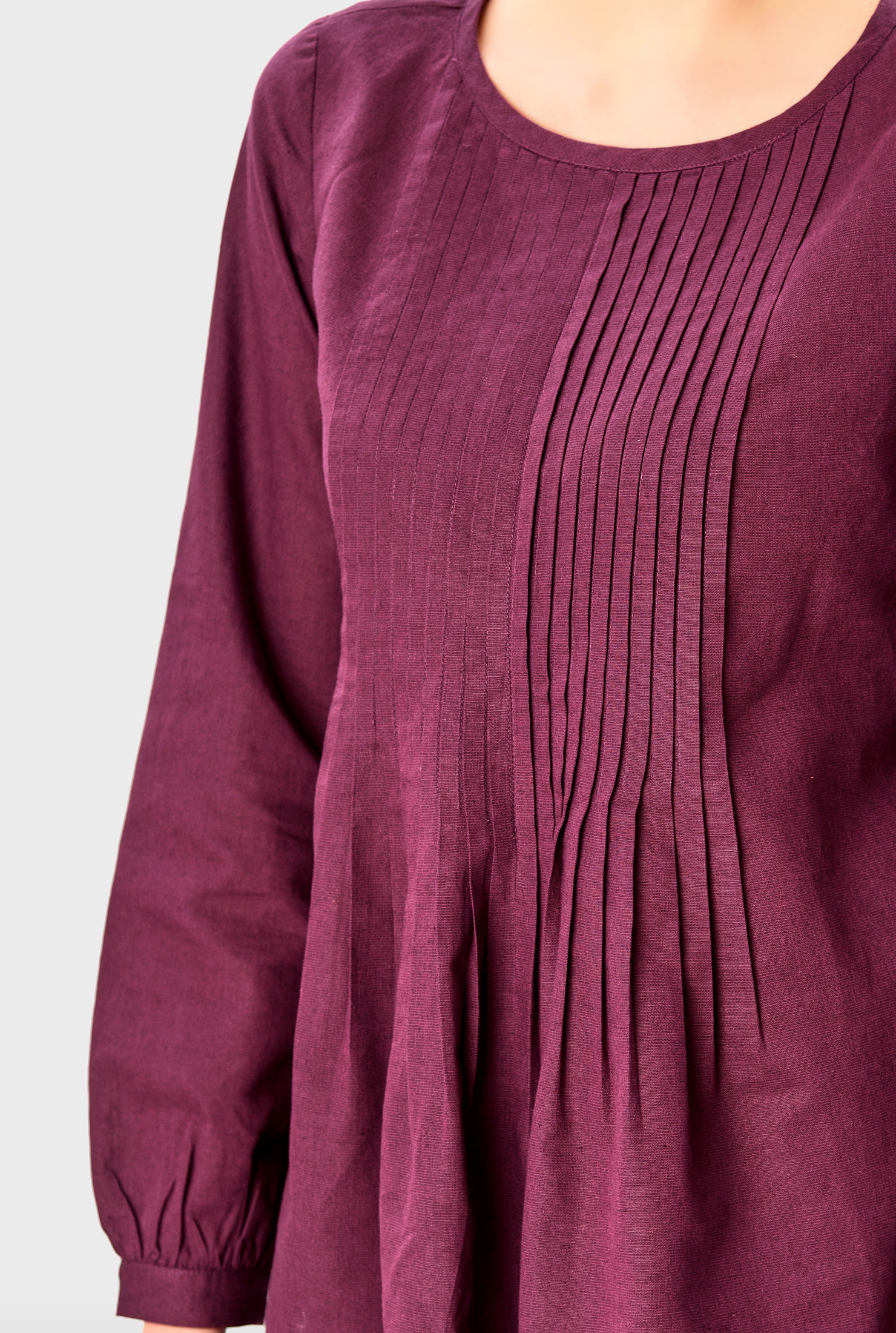 Shop Pintuck pleat cotton linen tunic | eShakti