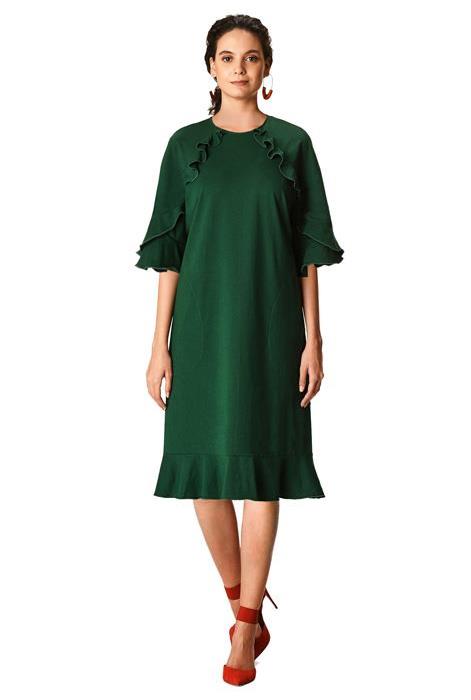 Shop Ruffle cotton knit shift dress | eShakti