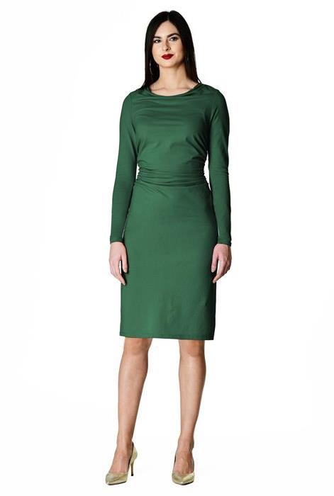 Shop Ruched pleat cotton knit sheath dress | eShakti